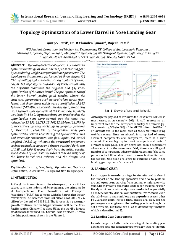 Pdf Irjet Topology Optimization Of A Lower Barrel In Nose Landing Gear