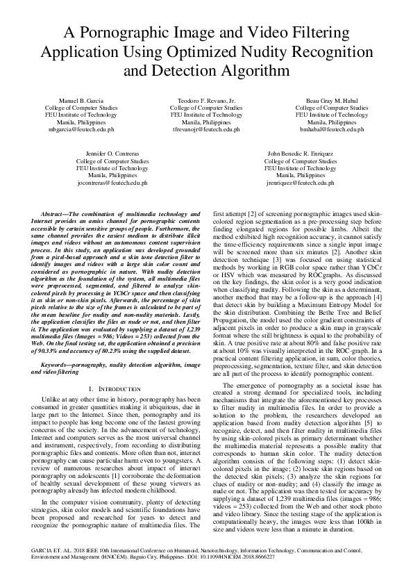 (PDF) A Pornographic Image and Video Filtering Application Using Optimized Nudity Recognition ...