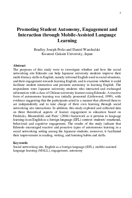 (DOC) Promoting Student Autonomy, Engagement and Interaction through Mobile-Assisted Language ...