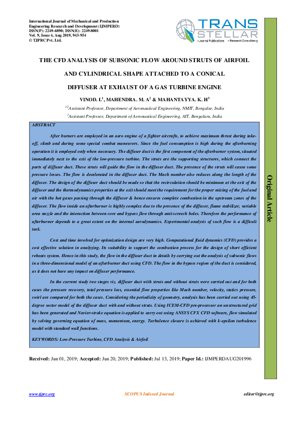 (PDF) CFD Analysis of Subsonic Flow in Afterburners