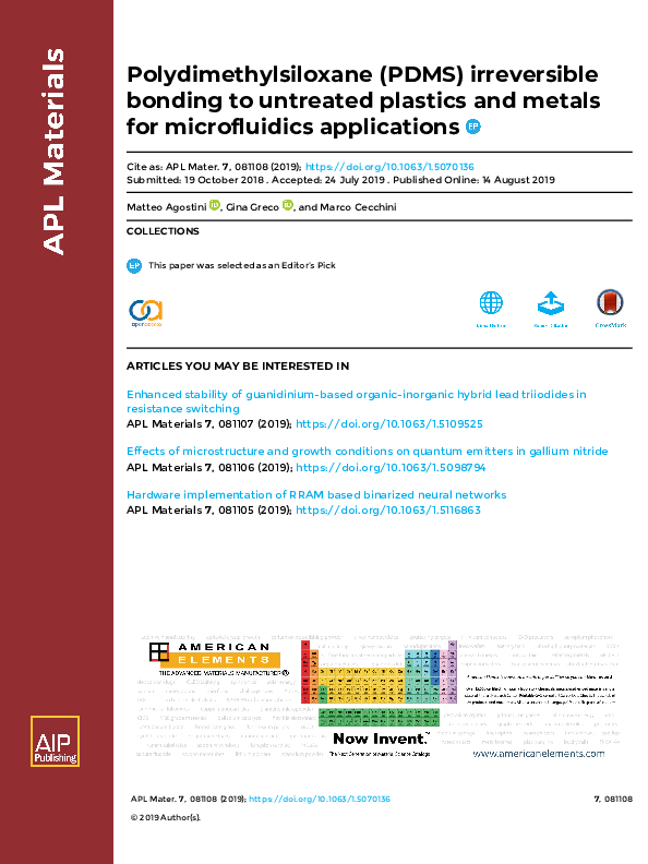 (PDF) Polydimethylsiloxane (PDMS) irreversible bonding to untreated ...