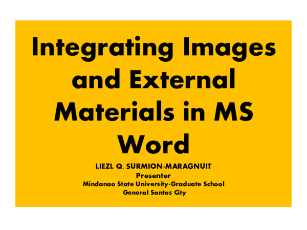(PDF) Integrating Images and External Materials in MS Word
