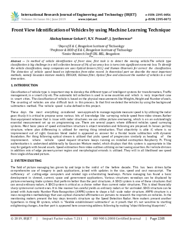 (PDF) IRJET- Front View Identification of Vehicles by using Machine ...