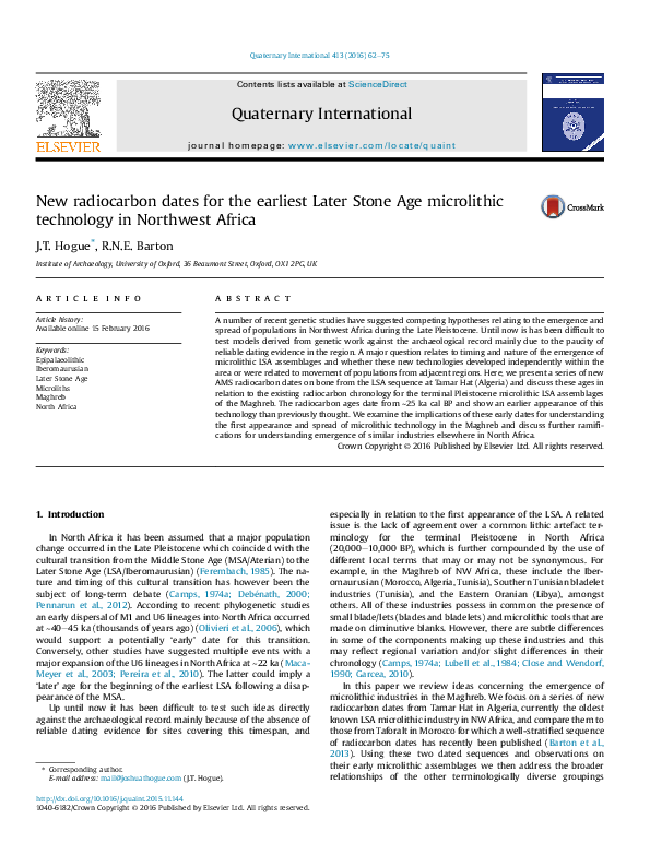 (PDF) New radiocarbon dates for the earliest Later Stone Age ...