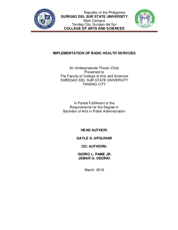 (DOC) IMPLEMENTATION OF BASIC HEALTH SERVICES