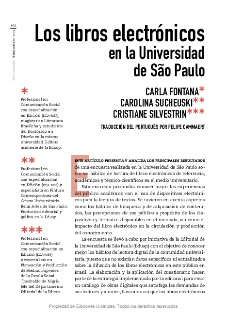 (PDF) Los libros electrónicos en la Universidad de São Paulo