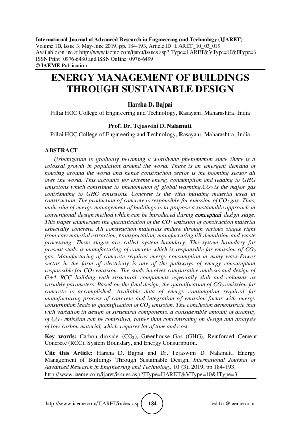 (PDF) ENERGY MANAGEMENT OF BUILDINGS THROUGH SUSTAINABLE DESIGN