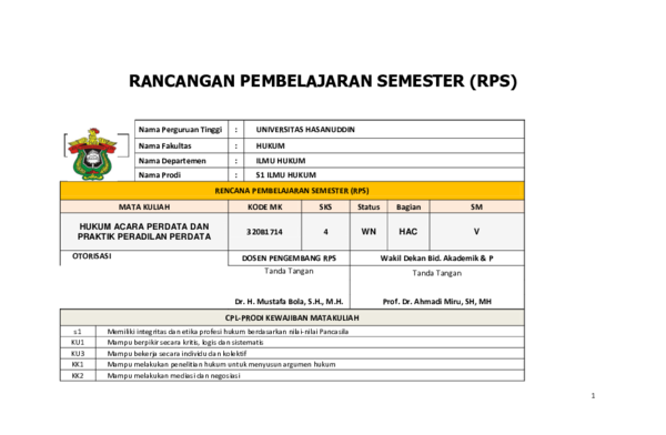 (PDF) RANCANGAN PEMBELAJARAN SEMESTER (RPS