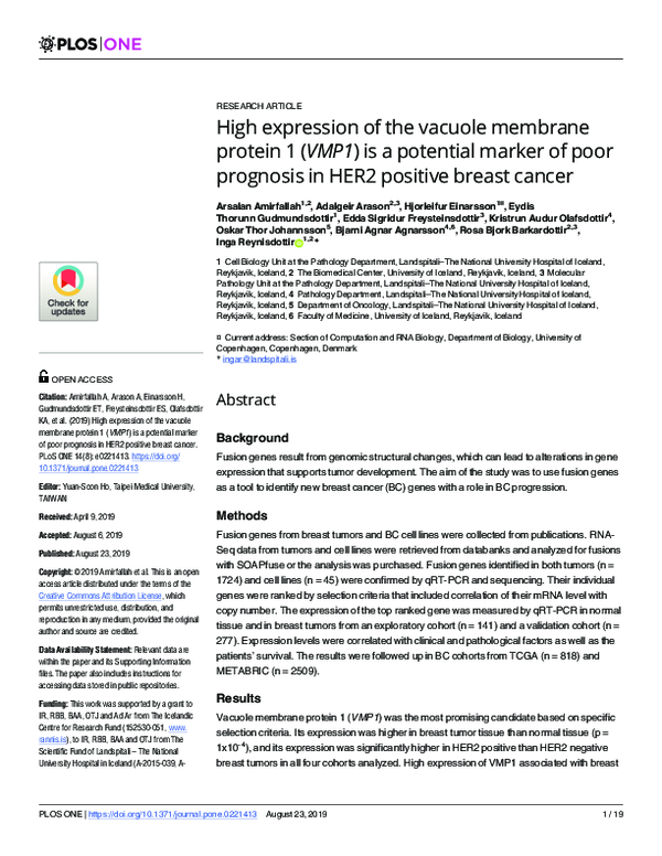 (PDF) High expression of the vacuole membrane protein 1 (VMP1) is a ...