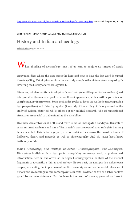 (PDF) History and Indian archaeology