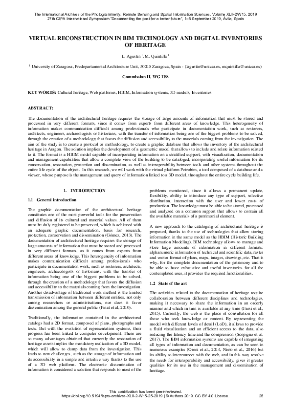 (PDF) VIRTUAL RECONSTRUCTION IN BIM TECHNOLOGY AND DIGITAL INVENTORIES ...