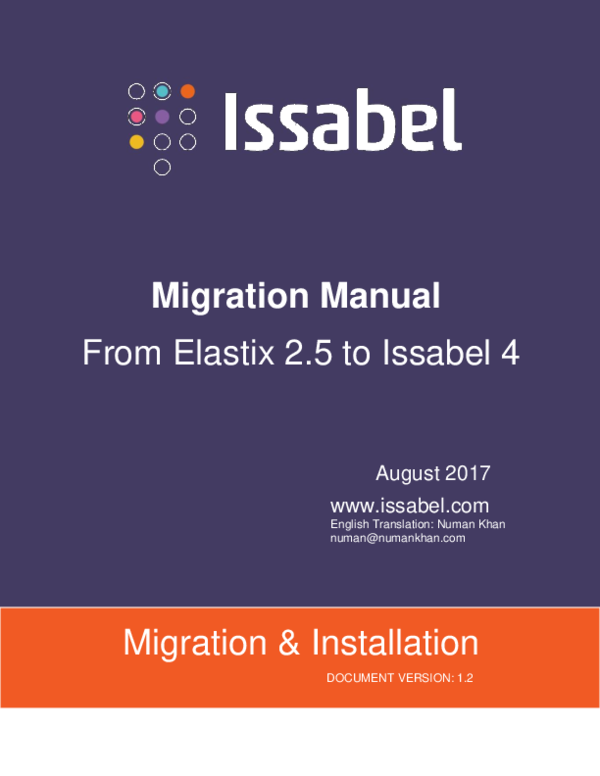 (PDF) Migration Manual From Elastix 2.5 to Issabel 4 Migration & Installation DOCUMENT VERSION: 1.2