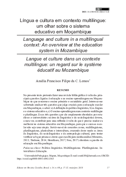 (PDF) Língua e cultura em contexto multilingue: um olhar sobre o ...