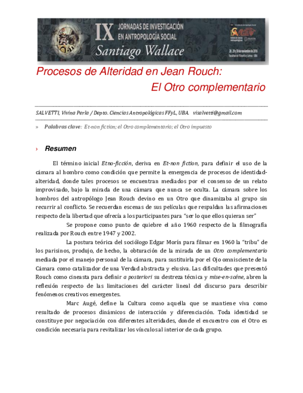 (PDF) -J. Rouch el Otro complementario (IX JIASSW)