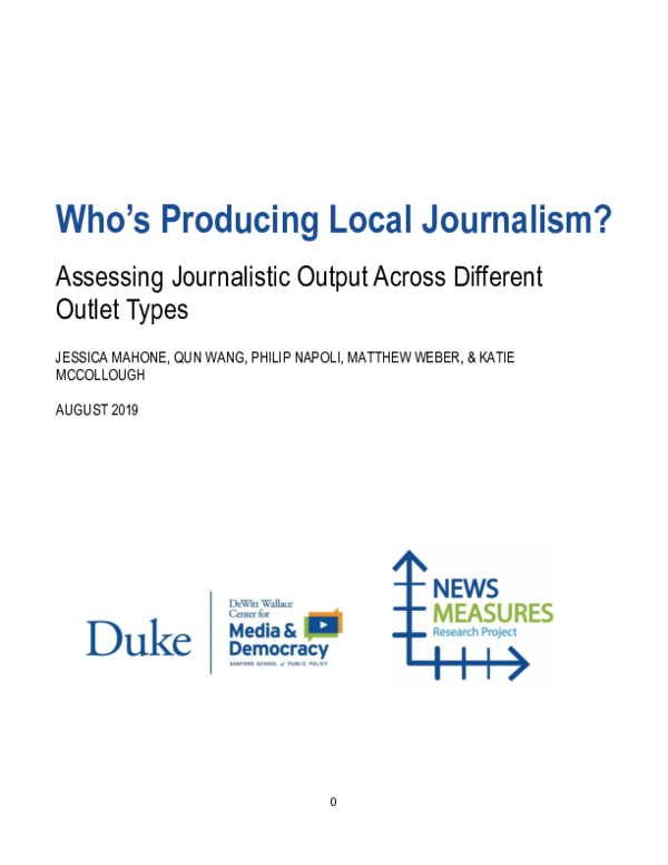 (PDF) Who's Producing Local Journalism? Assessing Journalistic Output ...