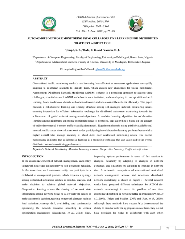 (PDF) AUTONOMOUS NETWORK MONITORING USING COLLABORATIVE LEARNING FOR DISTRIBUTED TRAFFIC ...