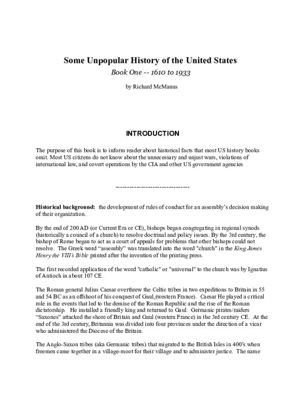 (DOC) Some Unpopular History of the United States --1610 to 1933 2nd ...