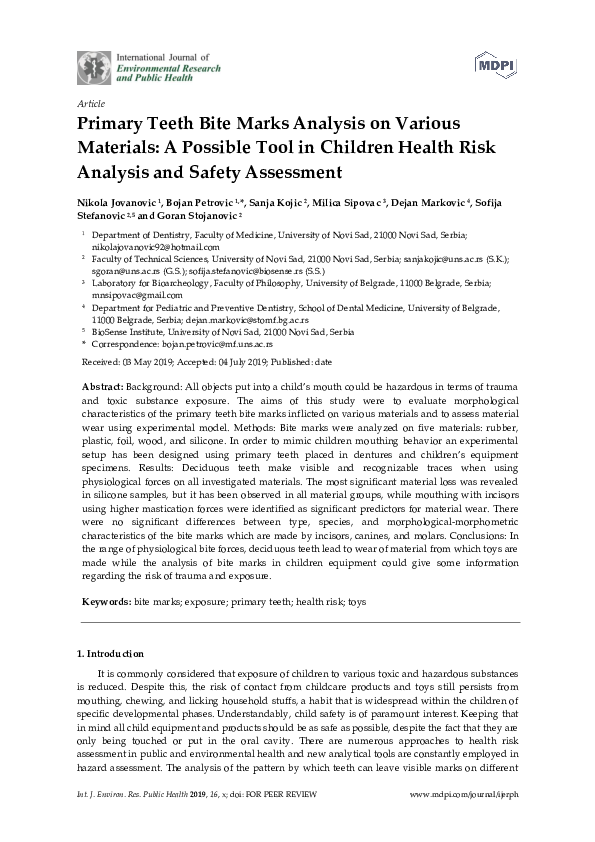 (PDF) Primary Teeth Bite Marks Analysis on Various Materials: A ...