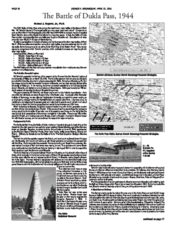 (PDF) The Battle of Dukla Pass, 1944