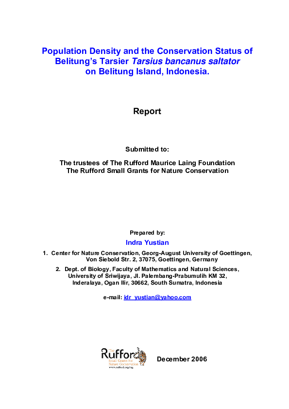 (PDF) Population Density and the Conservation Status of Belitung's ...