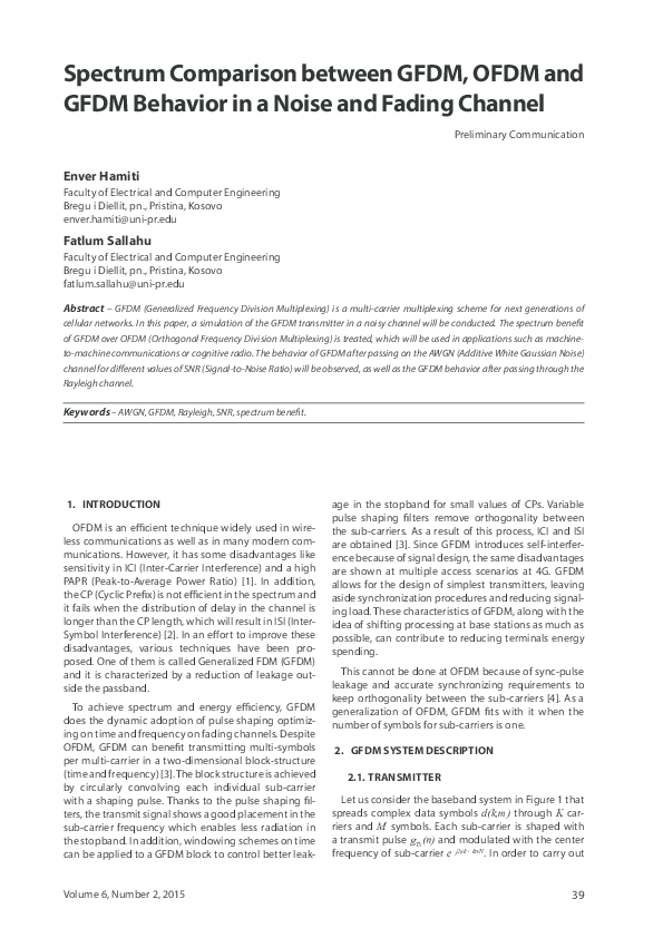 (PDF) Spectrum Comparison between GFDM, OFDM and GFDM Behavior in a ...