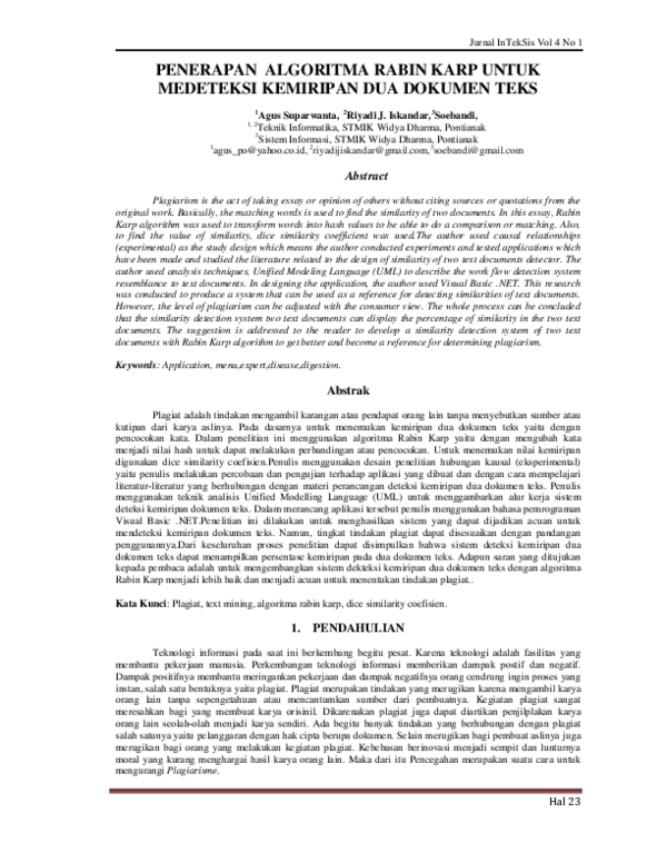(PDF) PENERAPAN ALGORITMA RABIN KARP UNTUK MEDETEKSI KEMIRIPAN DUA ...