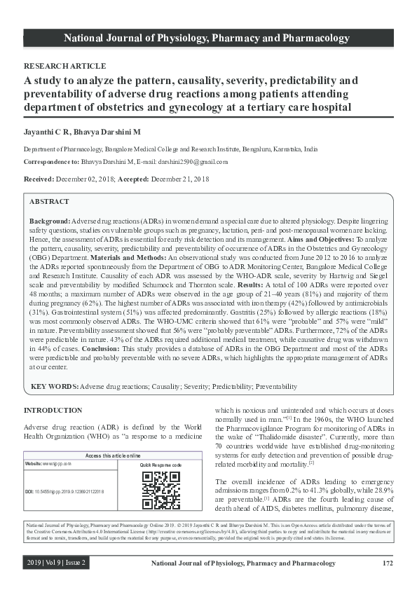 (PDF) A study to analyze the pattern, causality, severity ...