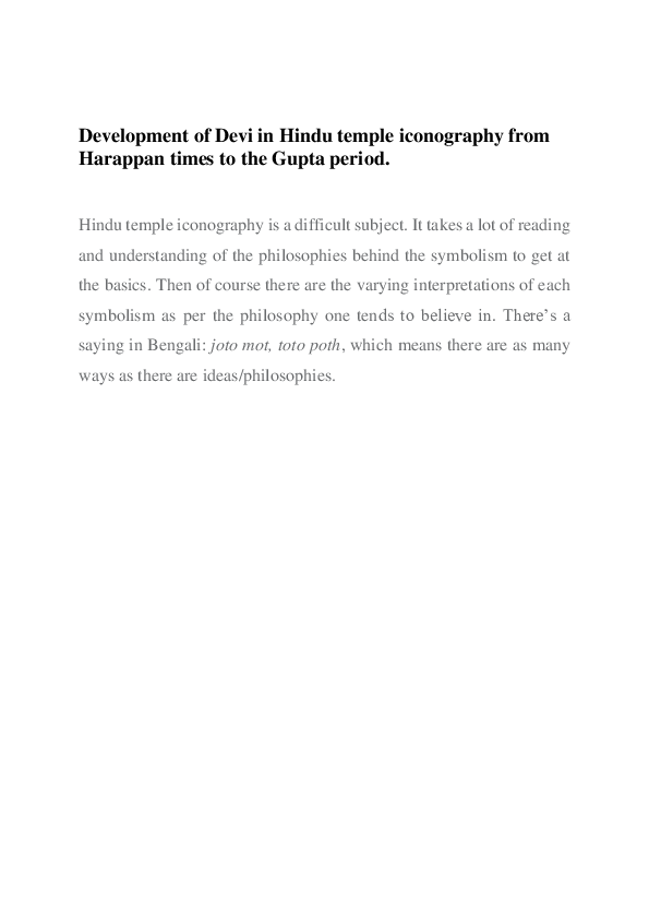 (DOC) Devi in Hindu temple iconography - Harappa to Gupta period