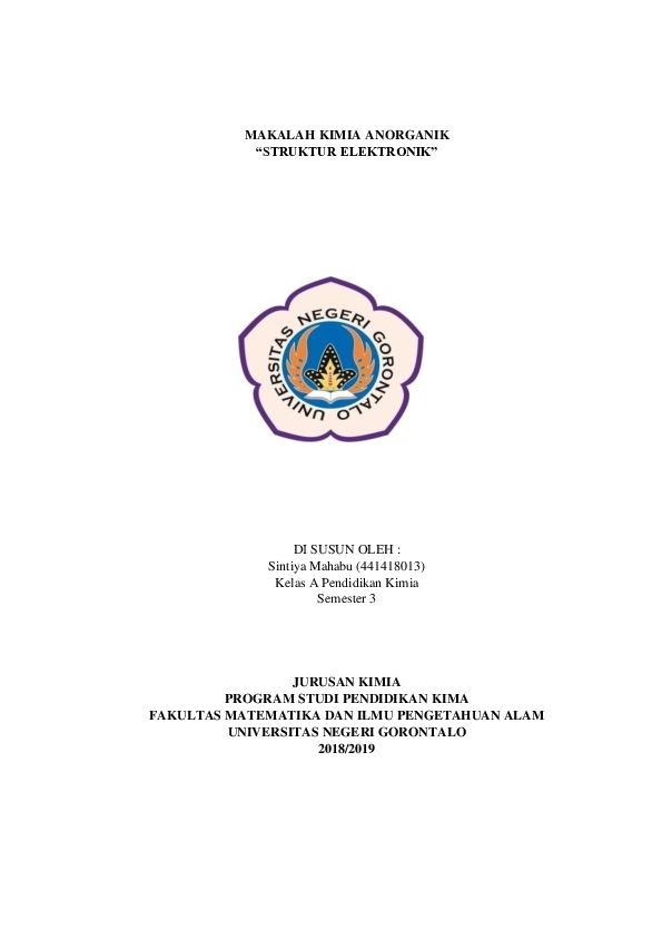 (DOC) MAKALAH KIMIA ANORGANIK "STRUKTUR ELEKTRONIK"