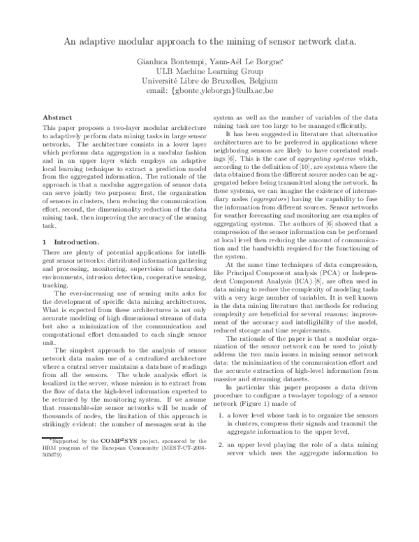 Pdf An Adaptive Modular Approach To The Mining Of Sensor Network Data