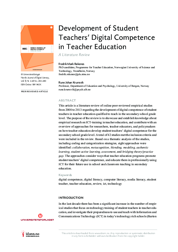 (PDF) Development of Student Teachers' Digital Competence in Teacher ...