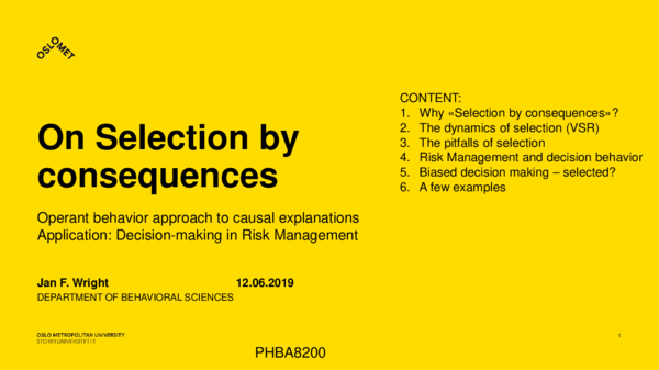 (PDF) On Selection by consequences Operant behavior approach to causal ...