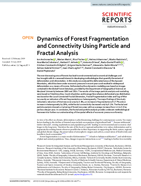 Pdf Dynamics Of Forest Fragmentation And Connectivity Using Particle