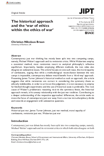 (PDF) The historical approach and the 'war of ethics within the ethics ...