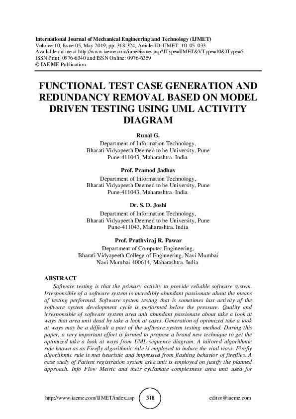 Pdf Article Id Ijmet 10 05 033 Functional Test Case Generation And