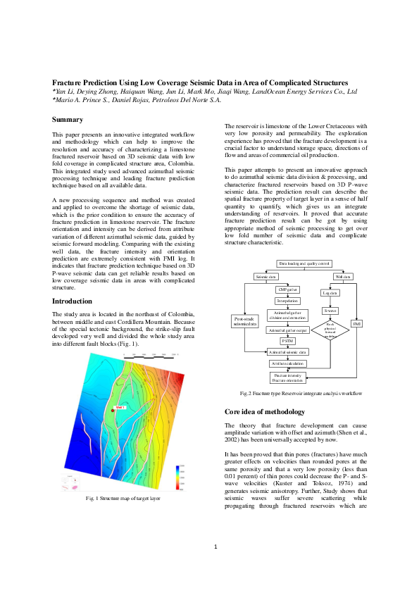 Pdf Fracture Prediction Using Low Coverage Seismic Data In Area Of
