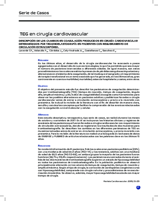 (PDF) TEG In Cardiovascular Surgery