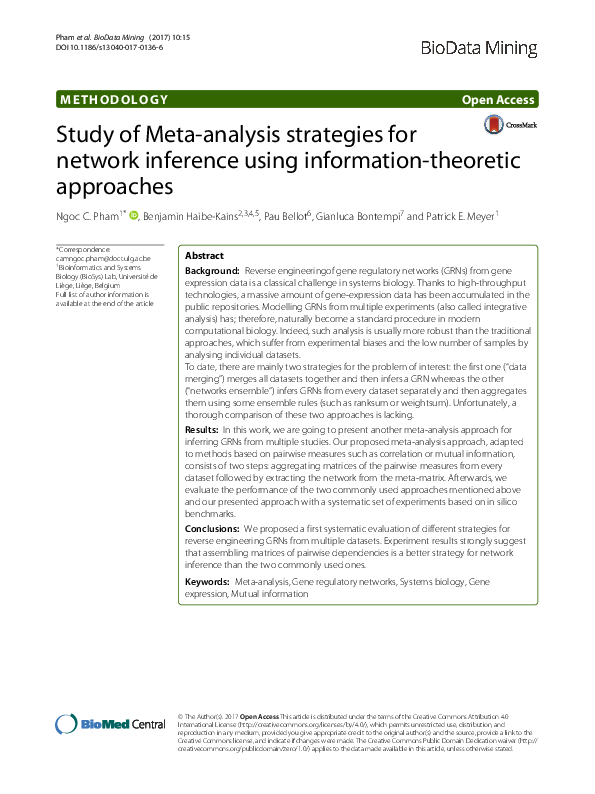 (PDF) Study of Meta-analysis strategies for network inference using information-theoretic approaches