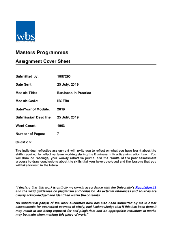 (PDF) Masters Programmes Assignment Cover Sheet Module Title: Business ...