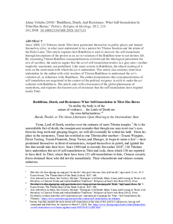 (PDF) Buddhism, Death, And Resistance: What Self-Immolation In Tibet ...