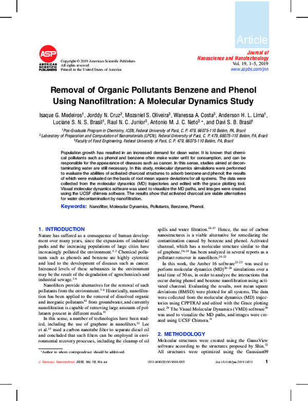 (PDF) Removal of Organic Pollutants Benzene and Phenol Using ...