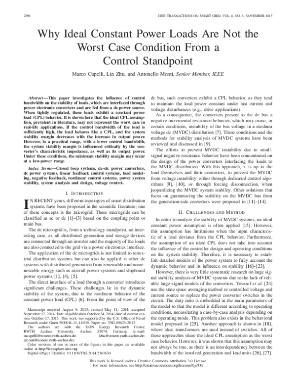 (PDF) Revisiting Stability of Constant Power Loads