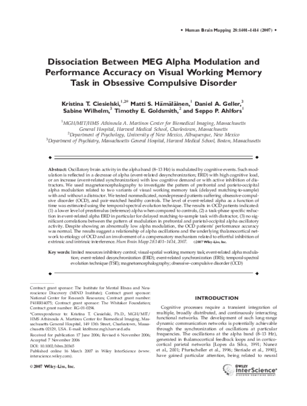 (PDF) Dissociation between MEG alpha modulation and performance accuracy on visual working ...