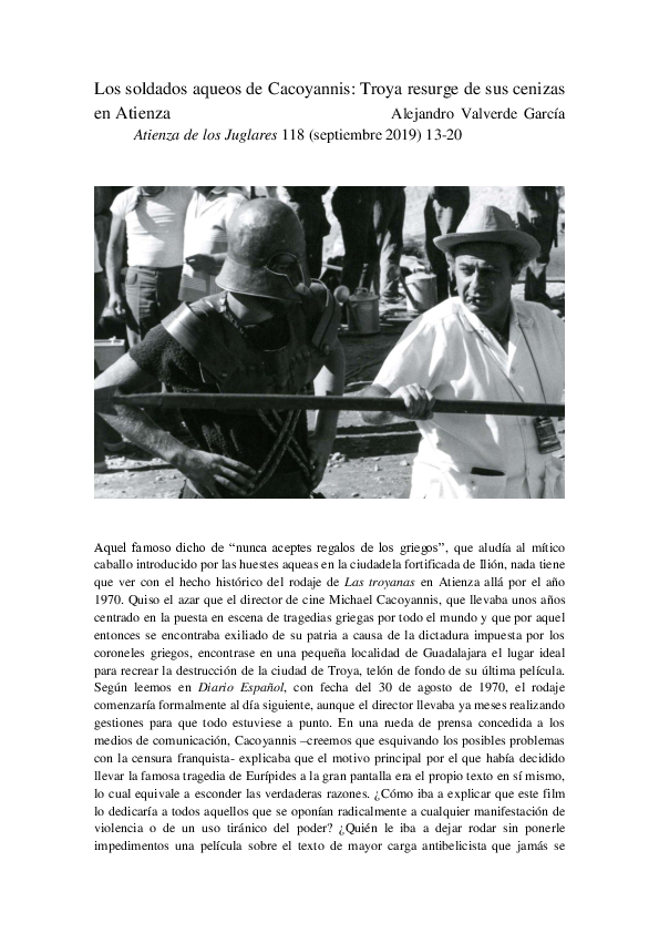 (PDF) Los soldados aqueos de Cacoyannis: Troya resurge de sus cenizas ...