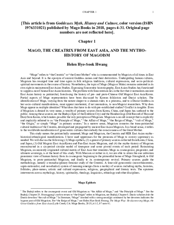 (PDF) MAGO, THE CREATRIX FROM EAST ASIA, AND THE MYTHO- HISTORY OF MAGOISM