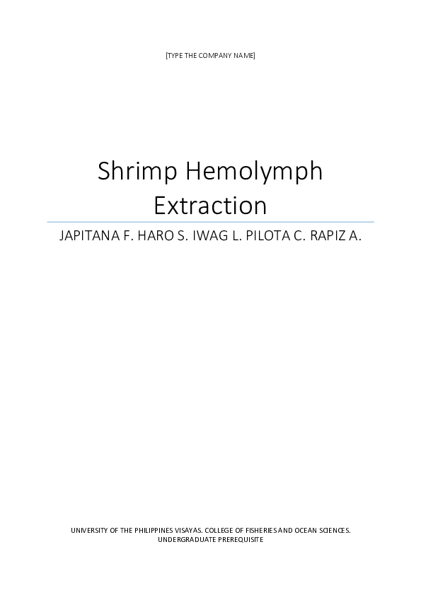 (DOC) Shrimp Hemolymph Extraction