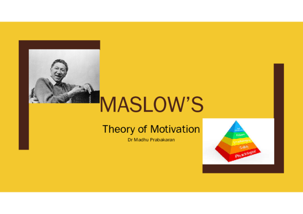 (PDF) MASLOW'S Theory of Motivation