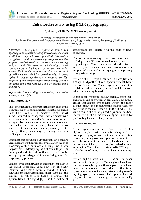 (PDF) IRJET- Enhanced Security using DNA Cryptography