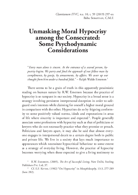 (PDF) Unmasking Moral Hypocrisy among the Consecrated: Some ...