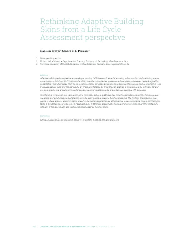 (PDF) Rethinking Adaptive Building Skins from a Life Cycle Assessment perspective